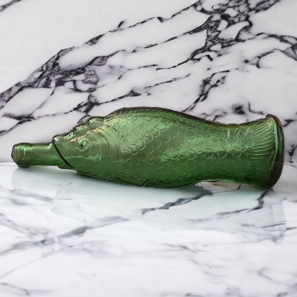 Dining | Vintage Green Fish Glass Winewater Bottle Decanter With ...